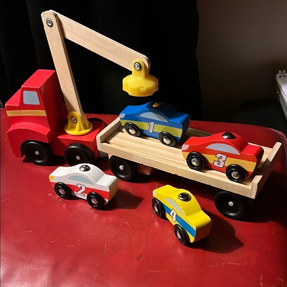 Melissa & Doug | Toys | 6 Piece Melissa And Doug Car Loader Wooden Set ...